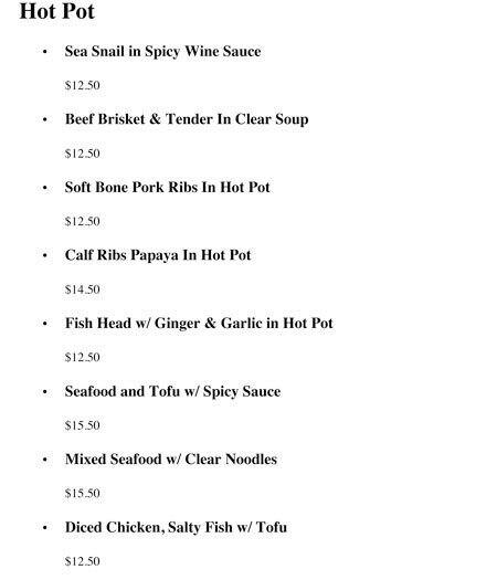 Menu at Fung's Kitchen restaurant, Houston