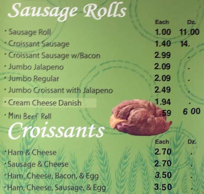 Menu at Daylight Donuts, Kaufman