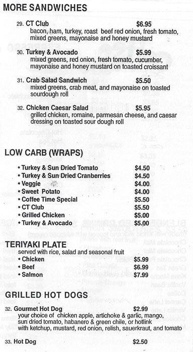Menu at Coffee Time restaurant, San Leandro