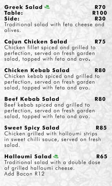 Menu at CAPPELLO. pub & bar, Bloemfontein