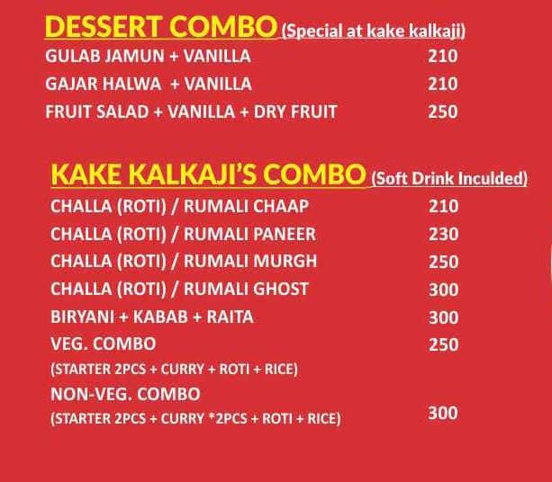 Menu at Kake Da Hotel, New Delhi, H 19A