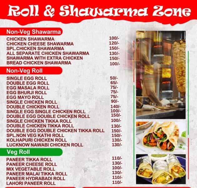 Menu of Roll And Shawarma Zone, Lohegaon, Pune