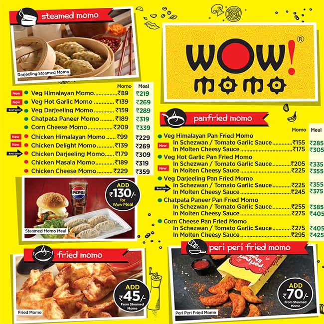 Menu of WOW! Momo, Vastrapur, Ahmedabad