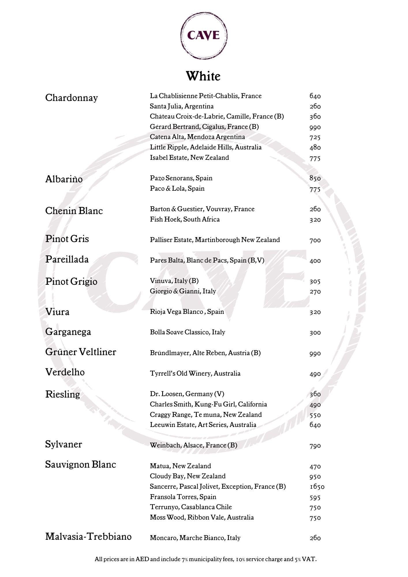 Menu at Suga Dubai pub & bar, Dubai