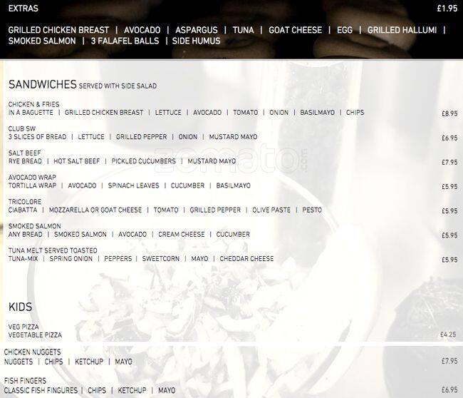 Carta de Roni's Cafe West Hampstead, Londres