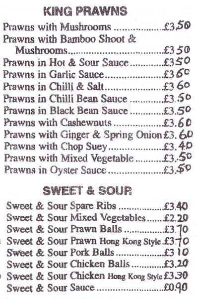 Menu at Wings Chinese Food fast food, Edgware, 139 Deans Ln