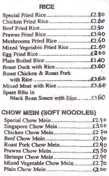 Menu at Wings Chinese Food fast food, Edgware, 139 Deans Ln