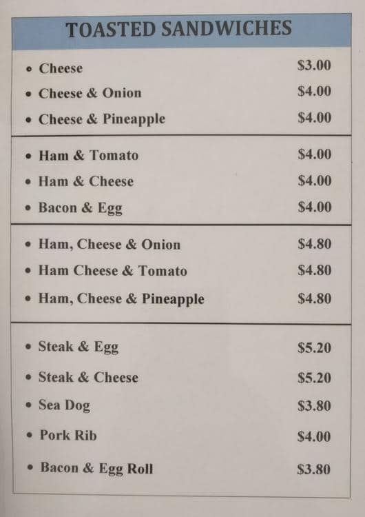 Menu at K & J Take Aways fast food, Warkworth