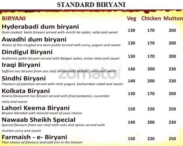Menu at Zha Cafe, Chennai, 11A