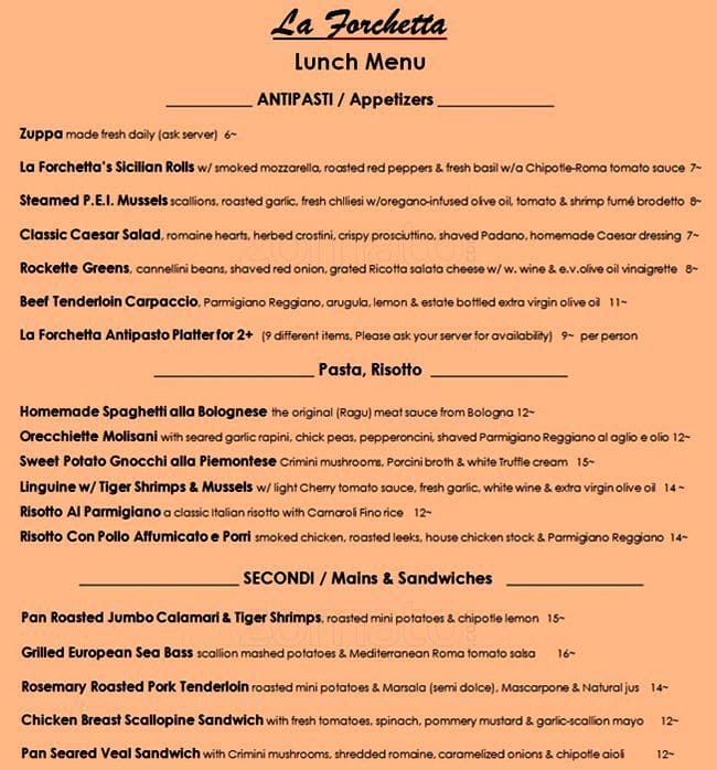 La Forchetta Parma Menu Louisville