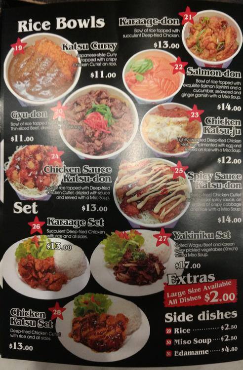 Menu at Ichi-Ban Boshi Express restaurant, Sydney
