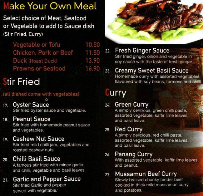 Menu at Tew Thai restaurant, Gladesville