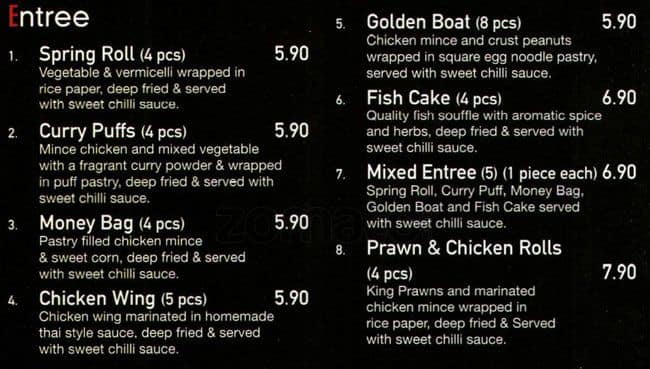 Menu at Tew Thai restaurant, Gladesville