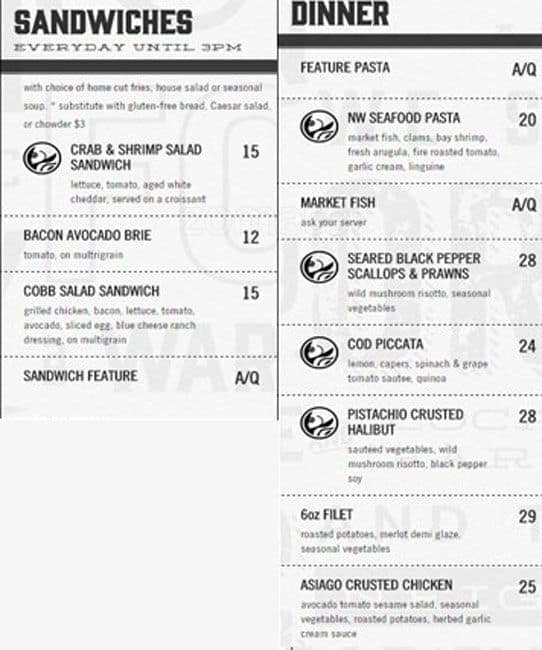 Menu at The Village Table restaurant, Canada