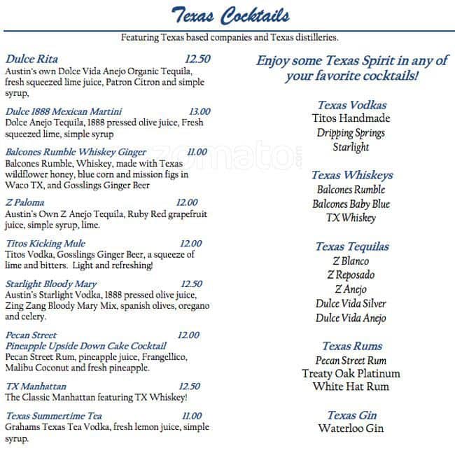 Menu at Hilton Austin Airport pub & bar, Austin, Hotel Dr