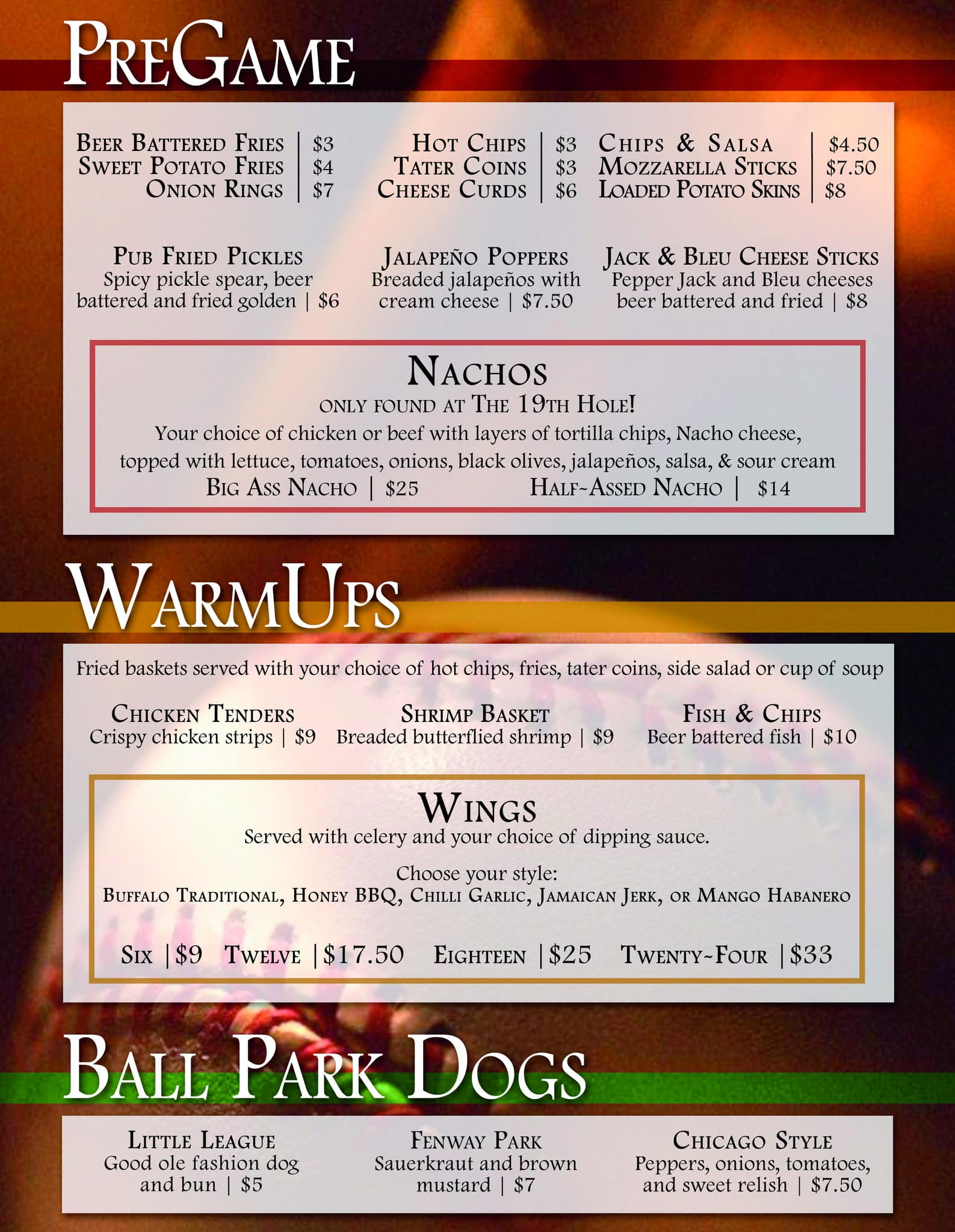 Menu at 19th Hole Grill pub & bar, Bozeman