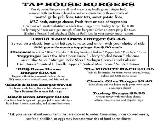 Menu at Midtown Brewing Co. pub & bar, Lansing