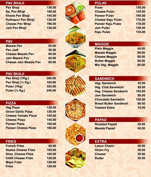 Menu of Morya, Deccan Gymkhana, Pune