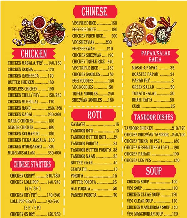 Menu of Hotel Royal Plaza, Vasai, Mumbai