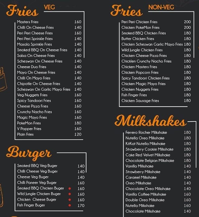 Menu of JFK-Fries, Dadar Shivaji Park, Mumbai