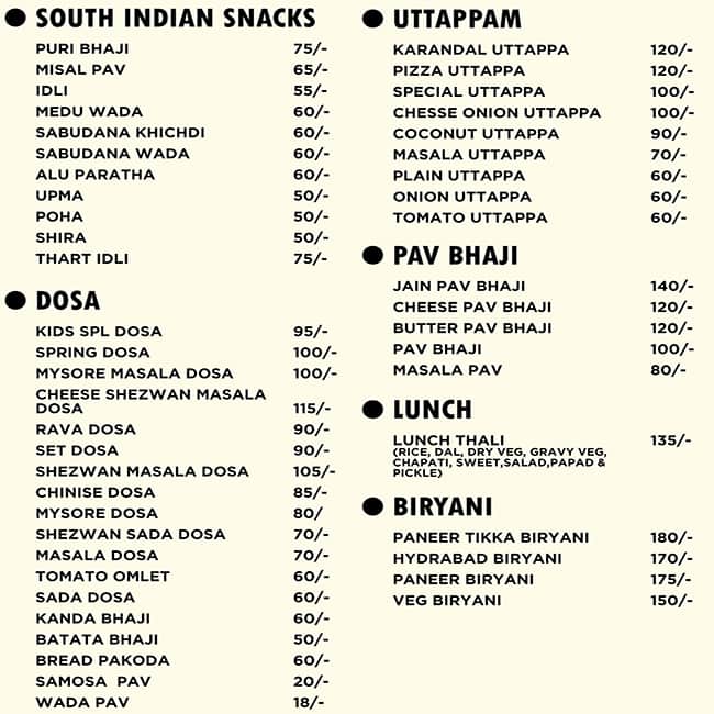 Menu of Delight Refreshment, Nariman Point, Mumbai