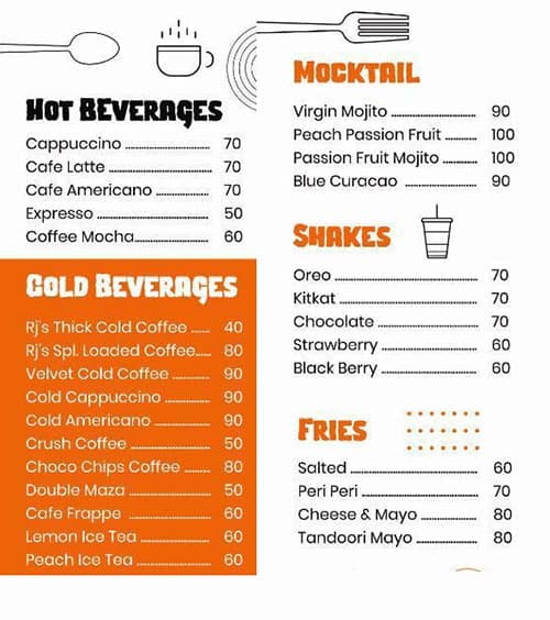 Menu of RJ's Sandwich, Sinhgad Road, Pune