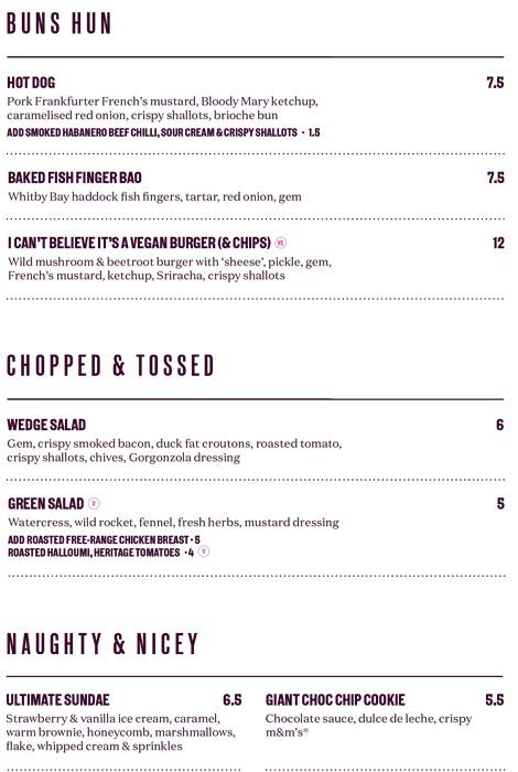 Menu at Bounce Farringdon pub & bar, London, 121 Holborn