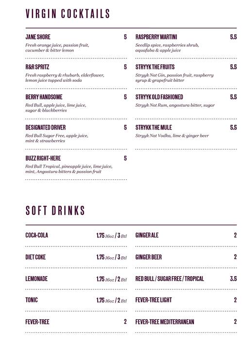 Menu at Bounce Farringdon pub & bar, London, 121 Holborn