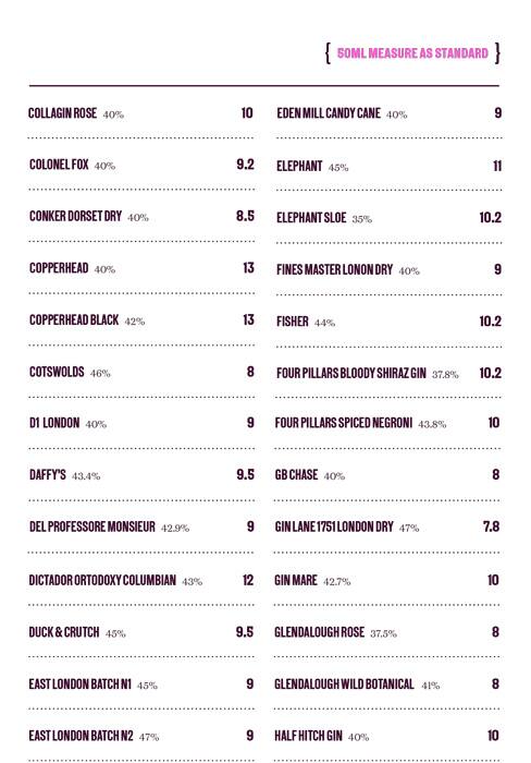 Menu at Bounce Farringdon pub & bar, London, 121 Holborn