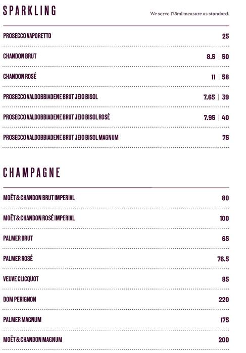 Menu at Bounce Farringdon pub & bar, London, 121 Holborn