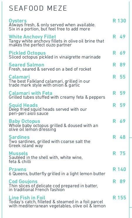 Menu at Mezepoli Meze & Wine Bar, Cape Town