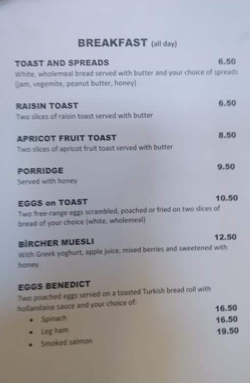 Menu at Tabel Talk cafe, Croydon North