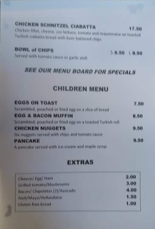 Menu at Tabel Talk cafe, Croydon North