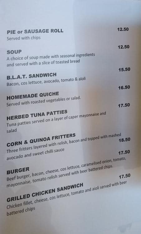 Menu at Tabel Talk cafe, Croydon North