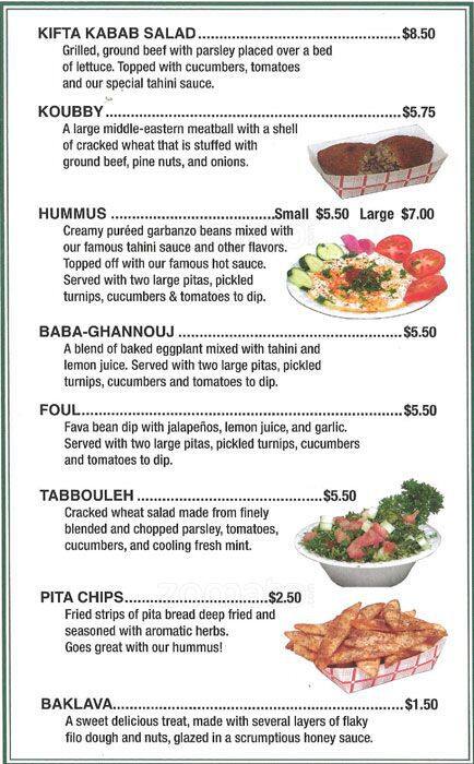 Menu at Falafel's Drive In fast food, San Jose