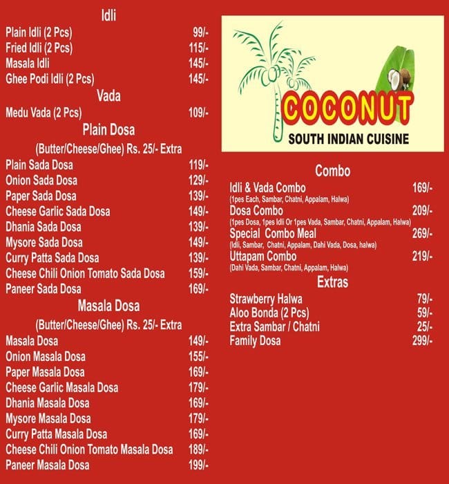 Coconut Menu, Menu for Coconut, Santoshpur, Kolkata - Zomato