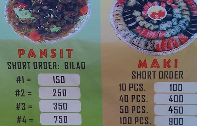 Menu at Maki Moto, Cainta