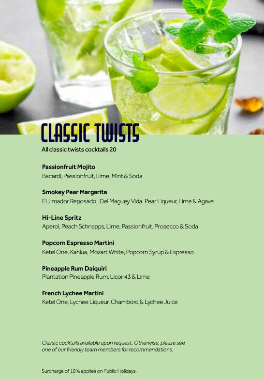 Menu at Hi-Line pub & bar, Perth