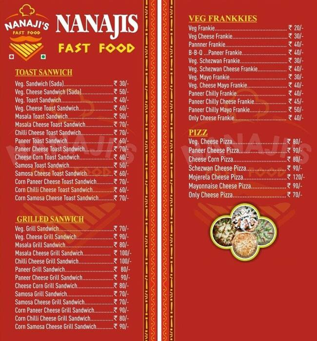 Menu of Nanajis, Fort, Mumbai