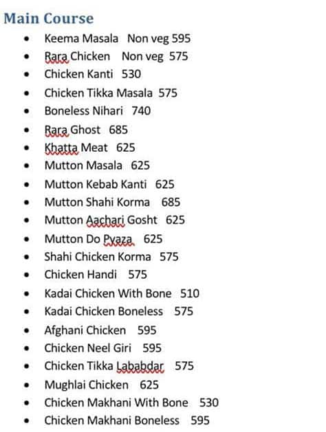 Menu at The North Wok, Jammu