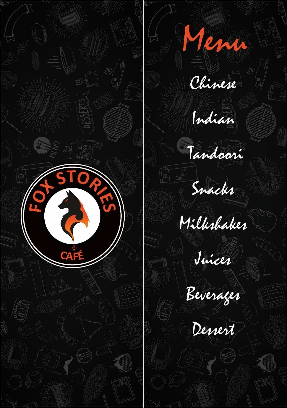 Menu of Fox Stories Cafe, Madhapur, Hyderabad