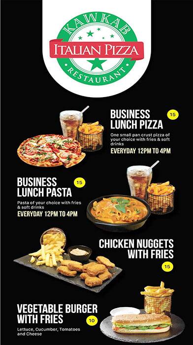 Menu at Italian Pizza Kawkab Restaurant, Sharjah, Ground Floor
