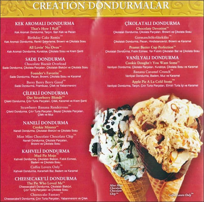 cold stone ice cream menu