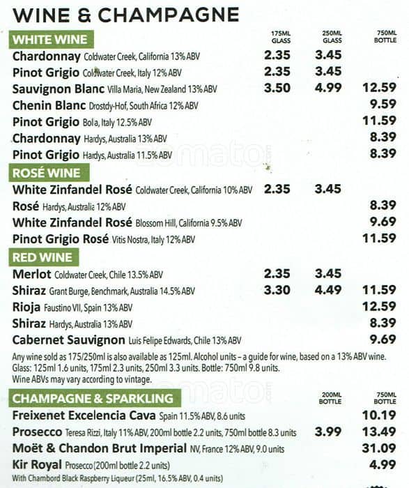 Menu at The Lord Denman pub & bar, Dagenham