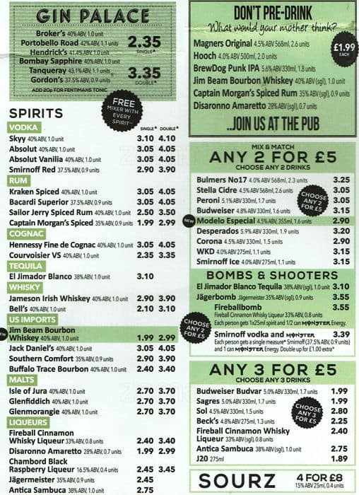 Menu at The Lord Denman pub & bar, Dagenham