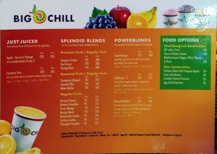 Menu at Big Chill pub & bar, Muntinlupa, Kiosk
