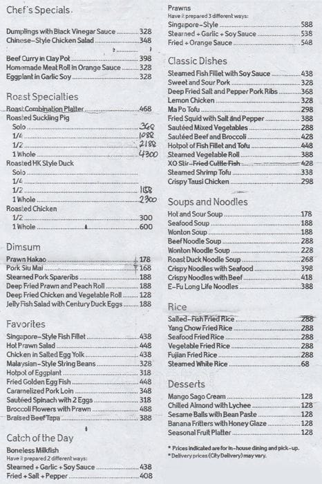 Menu at Zong restaurant, Taguig, 52 M. L. Quezon Avenue