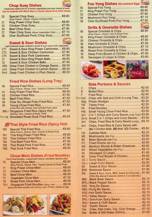 Menu at Sea Palace Chinese Takeaway fast food, Dublin