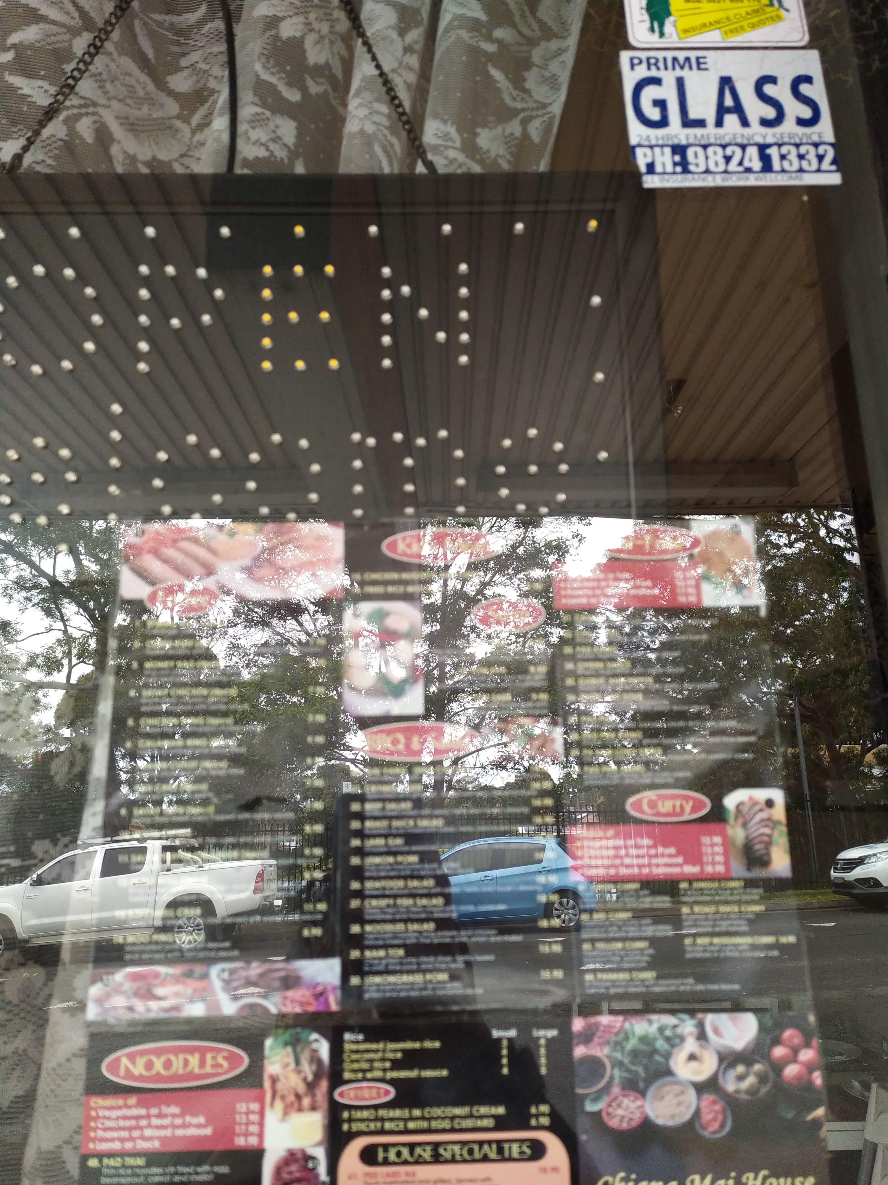 Menu at Chiang Mai House restaurant, Heathcote
