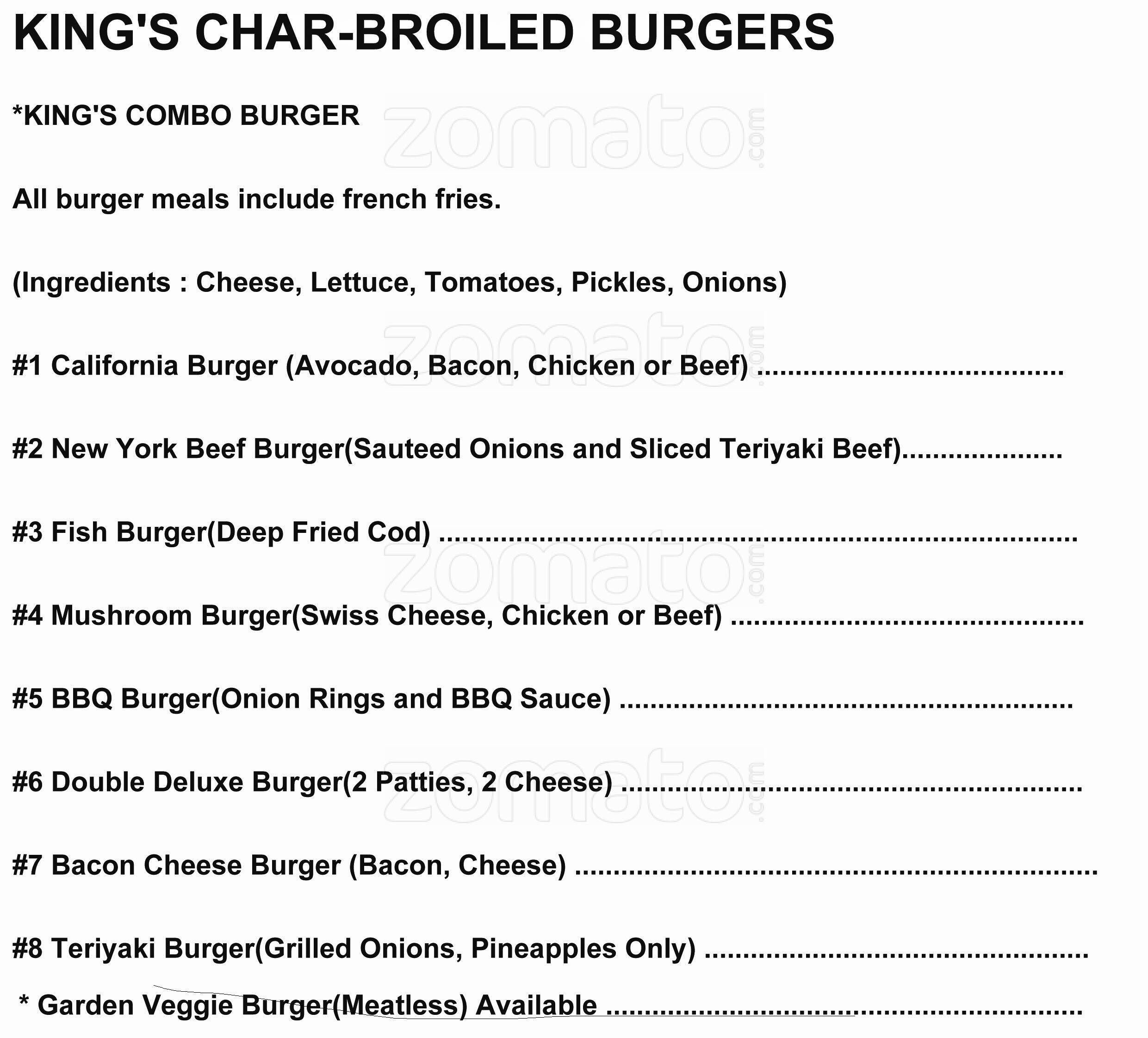 Carta del restaurante King's Fish & Chips, Port Orchard